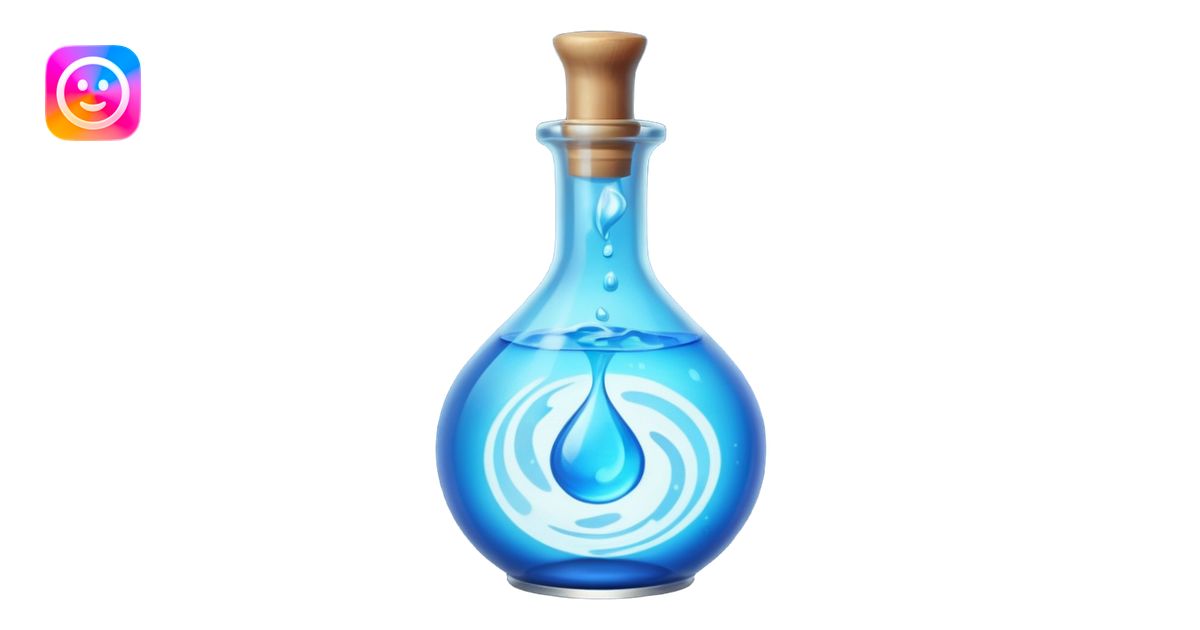 FANTASY MAGIC MANA BLUE POTION TILTED TO THE LEFT IN A CIRCLE BOTTLE ...