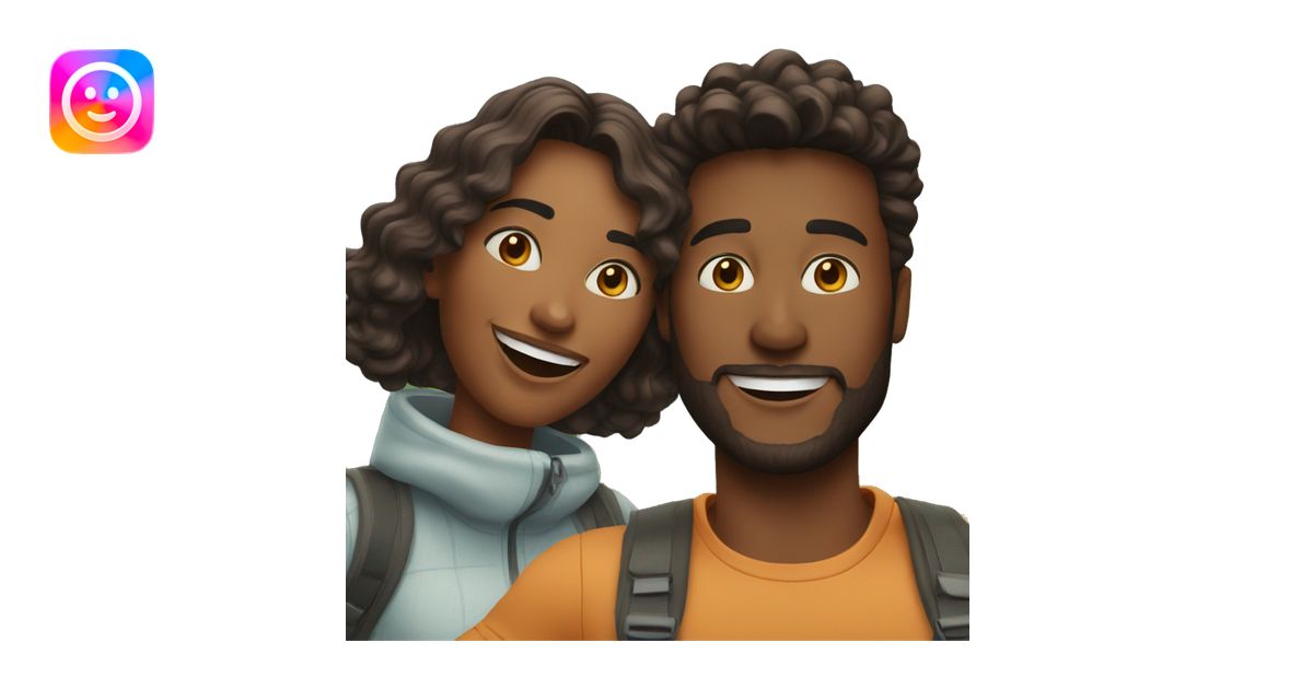 happy couple taking outdoor selfie emoji | AI Emoji Generator