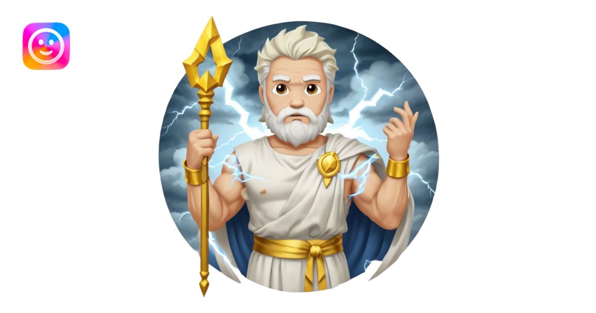 portrait of Zeus, muscular old man with white beard and hair, wearing ...