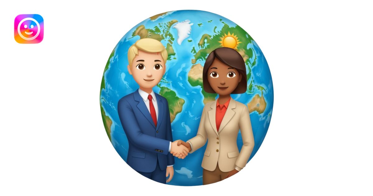 Shake hands and a globe showing negotiation of climate change with ...