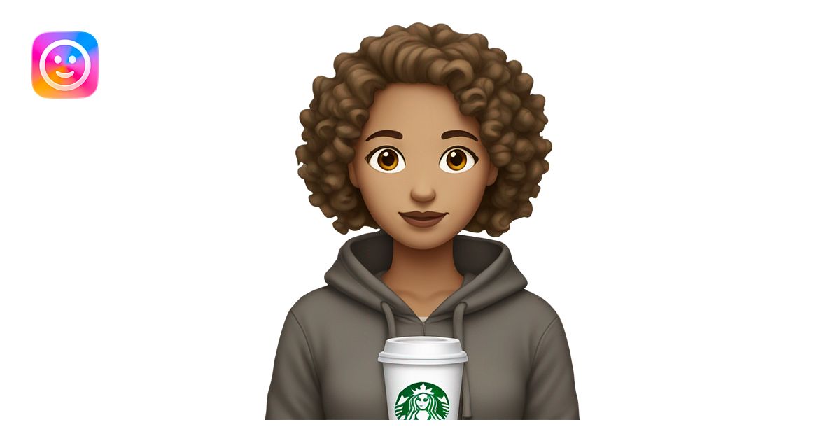 Light skin girl with gray hoodie, brown, curly hair, brown eyes with ...