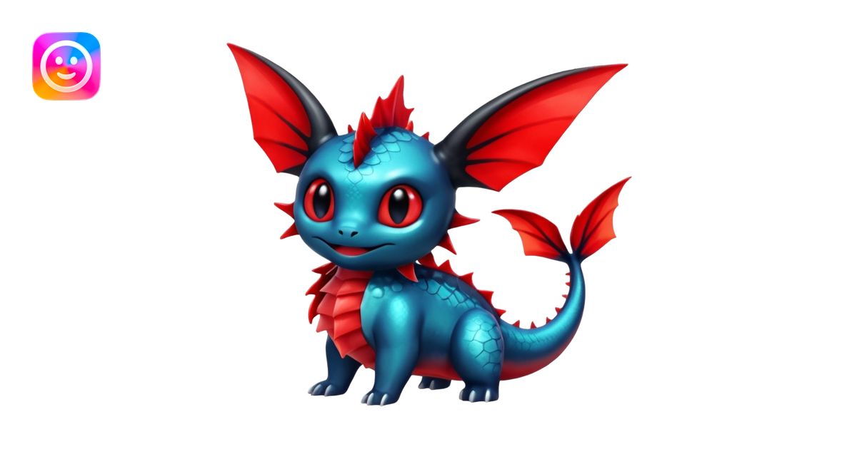 Shiny Red And Black Colorful Vaporeon-Toothless-Fakémon-hybrid-creature ...