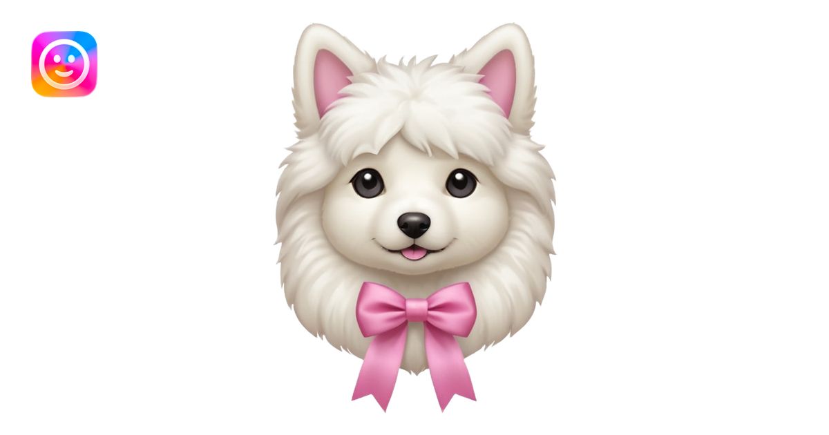 white dog with pink ribbon emoji | AI Emoji Generator