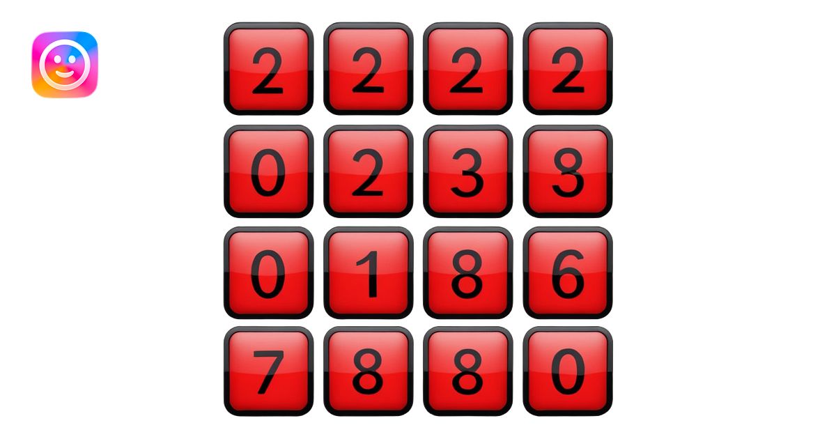 Red numbers in black squares emoji | AI Emoji Generator