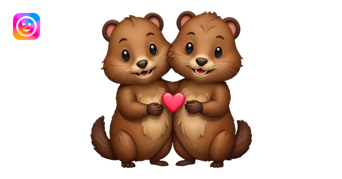 beavers in love (show their beaver teeth and tail) emoji | AI Emoji ...