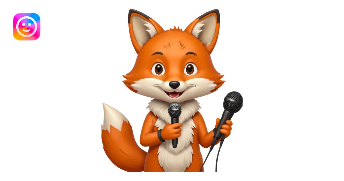 fox singing with mic emoji | AI Emoji Generator