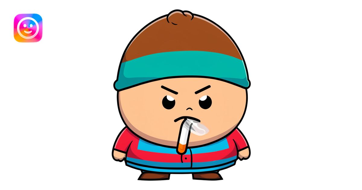 Eric Cartman from South Park smoking emoji | AI Emoji Generator