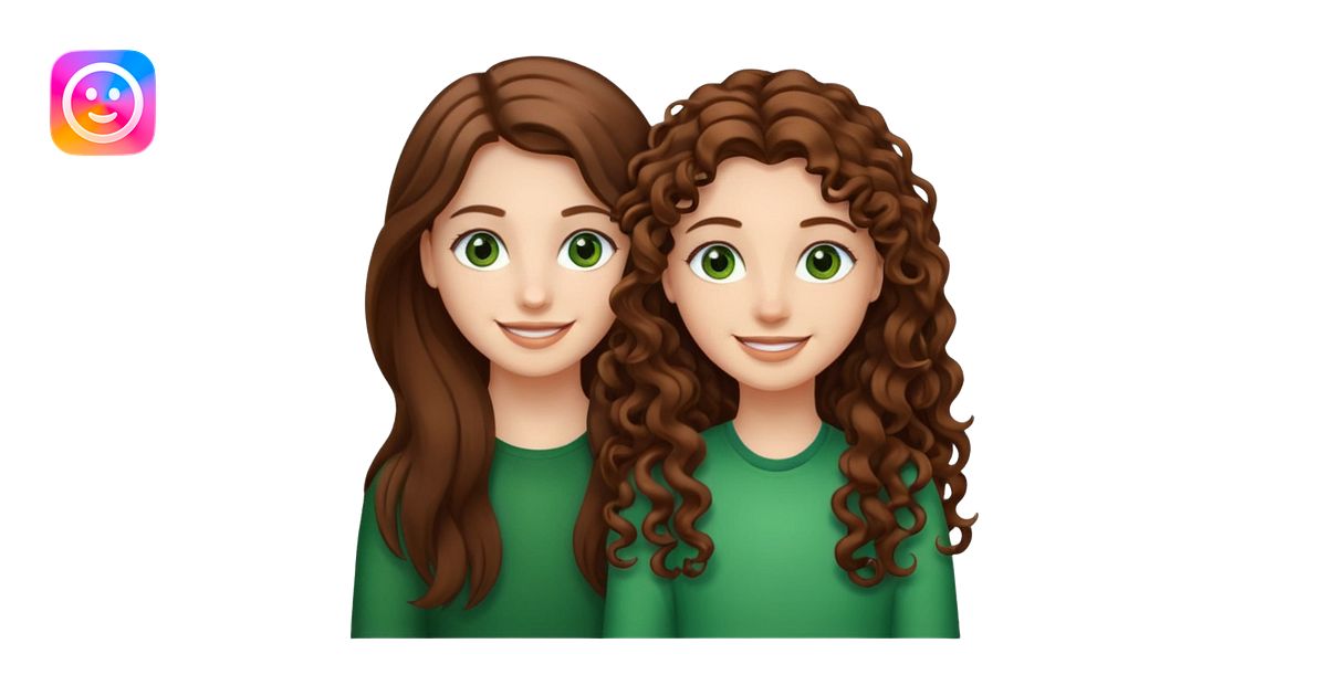 Two besties: 1: long straight brown hair, green eyes 2: long curly ...