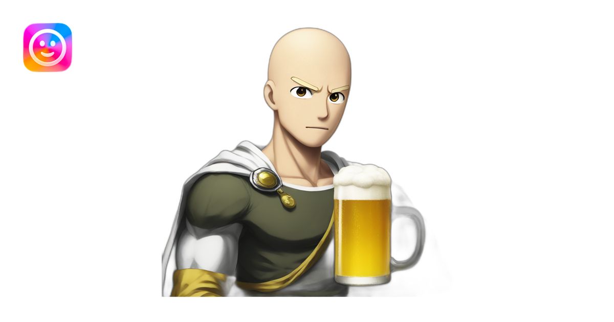 garou One Punch man with beer emoji | AI Emoji Generator