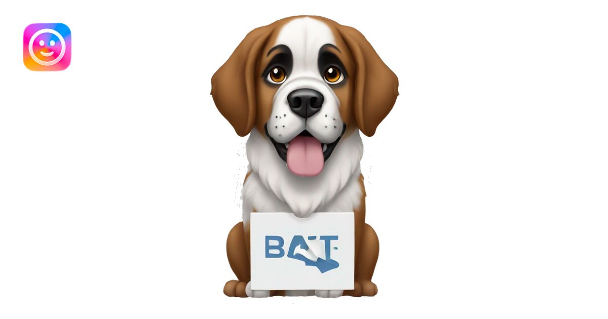 Saint bernard dog holding a sign emoji | AI Emoji Generator
