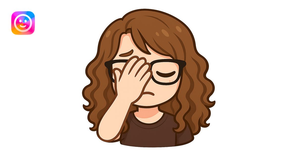 Create a chibi sticker emoji of this person with glasses and curly hair ...