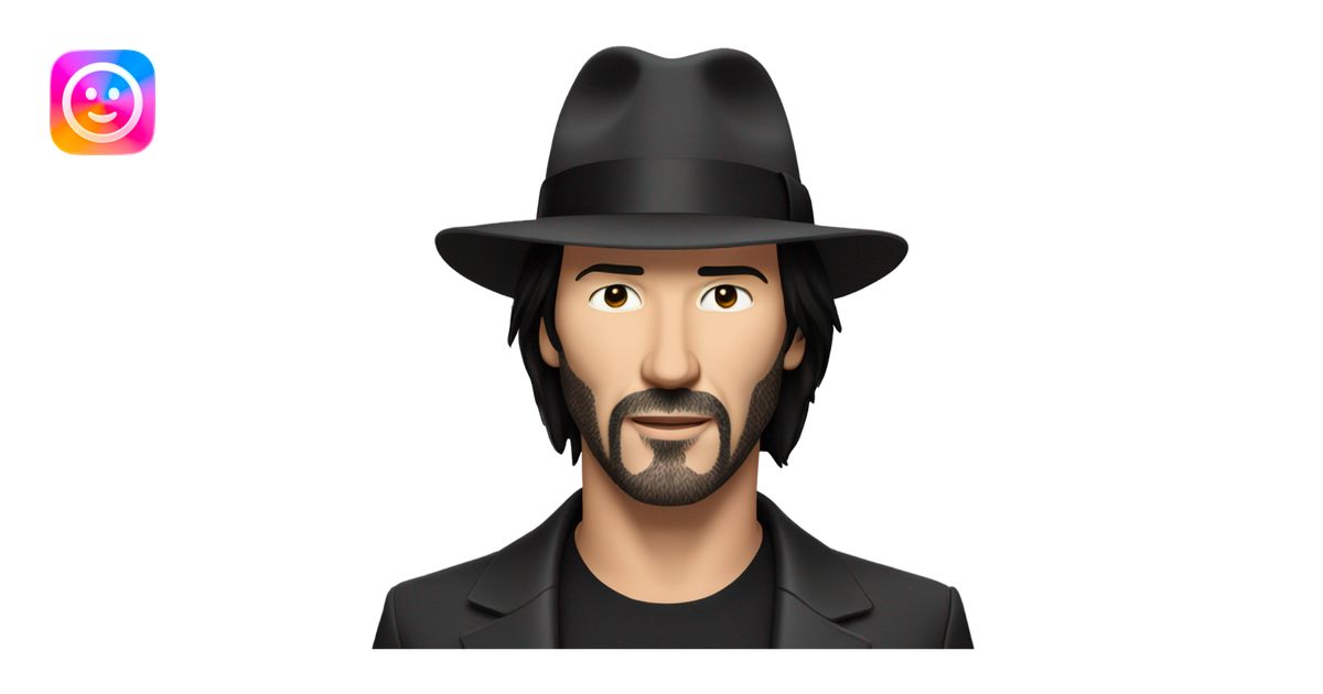 Keanu Reeves wearing a fedora emoji | AI Emoji Generator