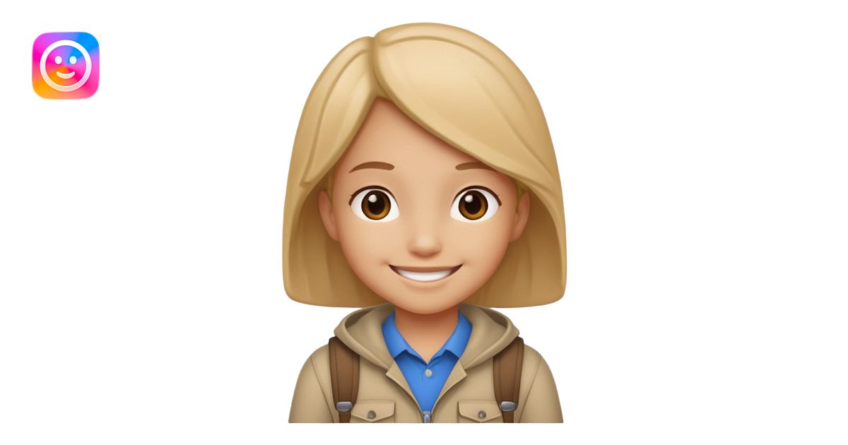 a cute math adventurer, wearing basic clothes emoji | AI Emoji Generator