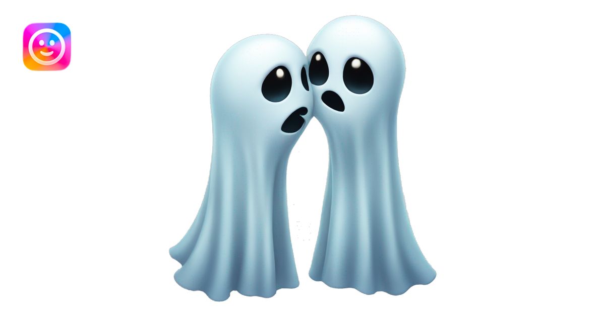 Two kissing ghosts emoji | AI Emoji Generator