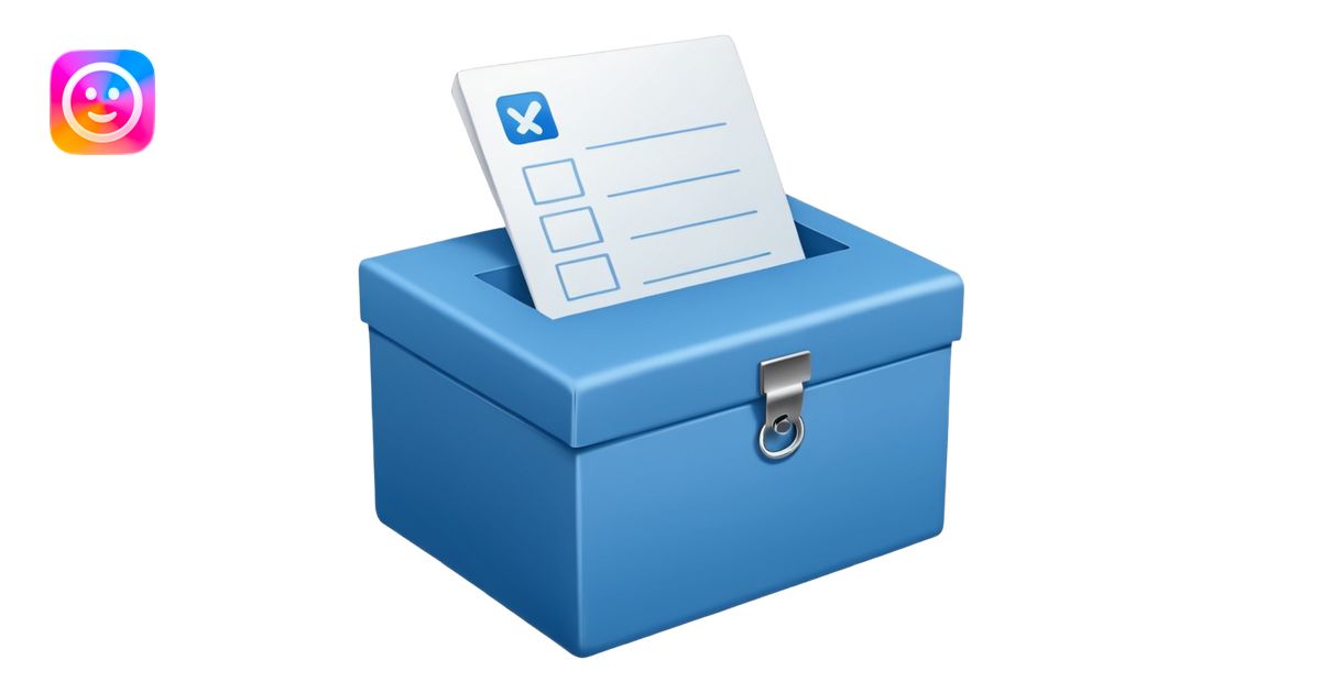 A paper blue box with a check in side emoji | AI Emoji Generator