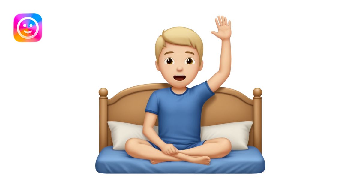 emoji- of a stretching boy waking up in bed emoji | AI Emoji Generator