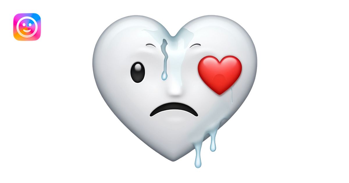 The heat broken emoji in white with sticky white liquid Ozzing out of ...