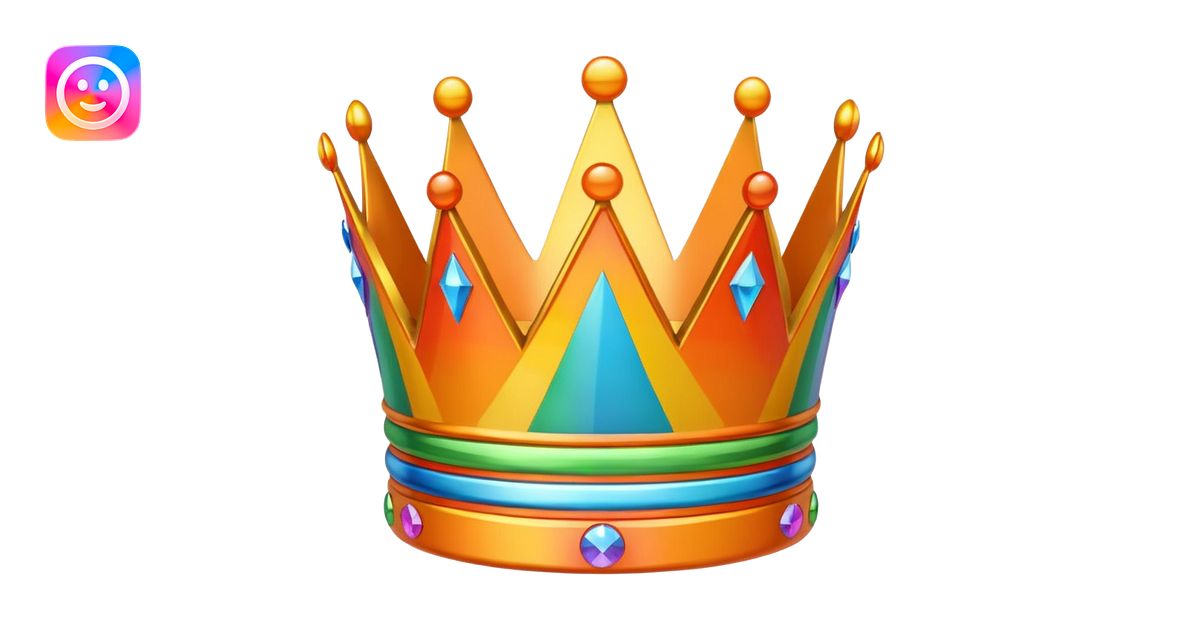 orange 3d crown with rainbow inlay emoji | AI Emoji Generator