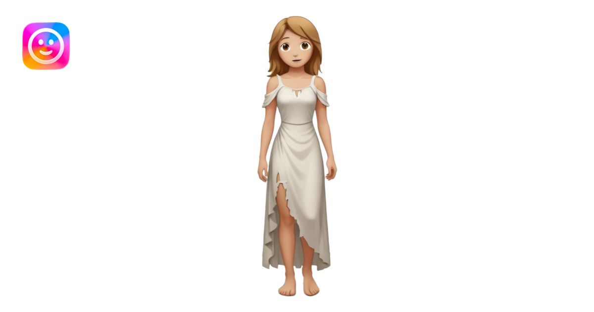 Female figure standing barefoot in ruined cathedral, dress slipping ...