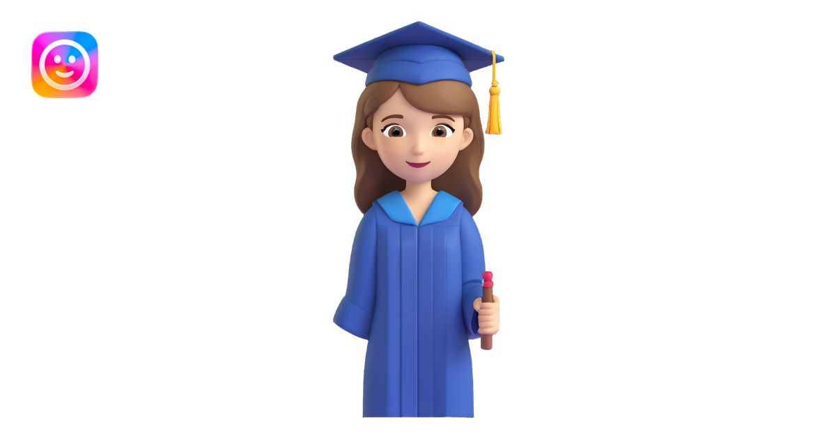 female graduate with graduation cap, light brown hair, fair skin emoji ...