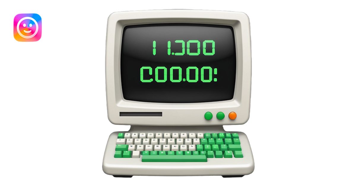 mac os icon code computer retro terminal, black, green white, numbers ...