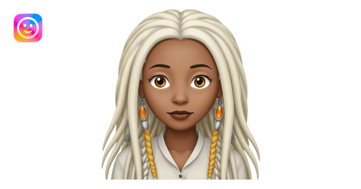 black woman with gray eyes with long white dreadlocs emoji | AI Emoji ...