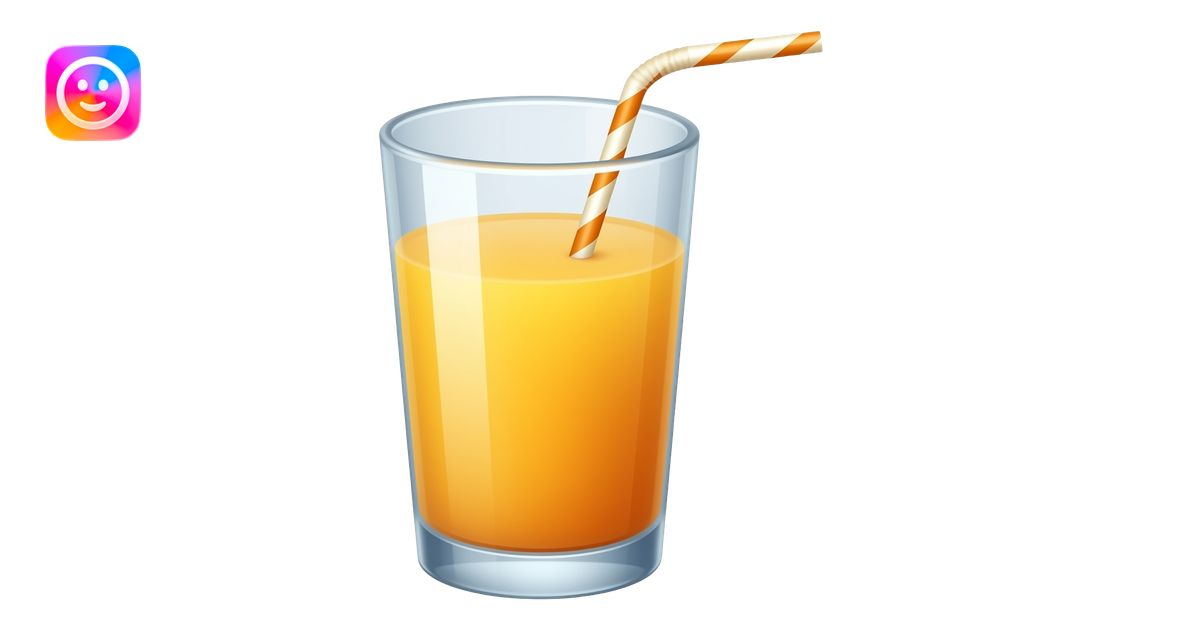 Jugo naranja en vaso con cañita emoji | AI Emoji Generator