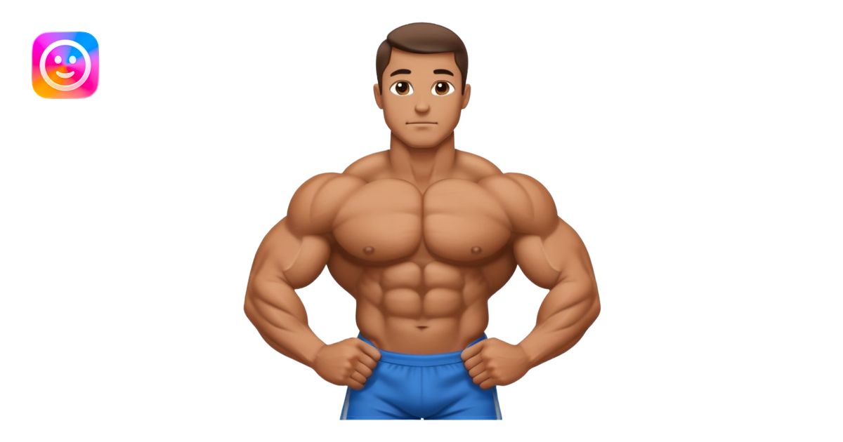 Bodybuilding side chest pose emoji | AI Emoji Generator