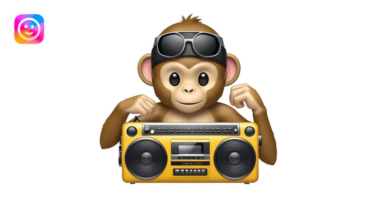 Monkey holding a boombox emoji | AI Emoji Generator