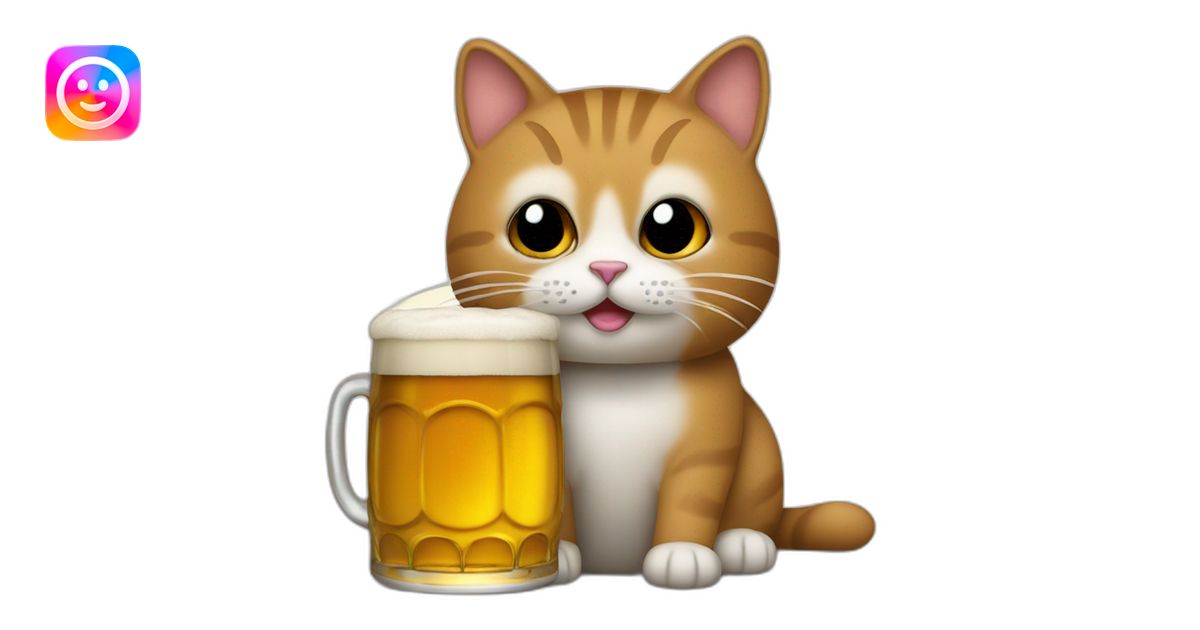 Un chat avec une bière emoji | AI Emoji Generator