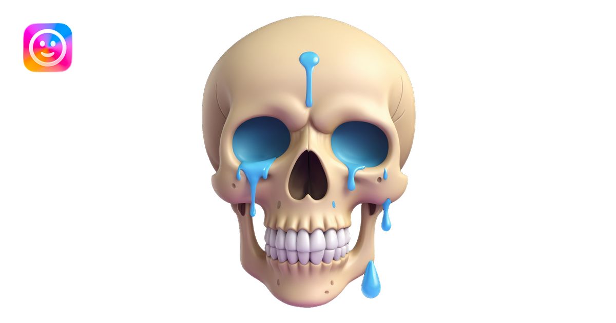 crying skull, 3D emoji style, subtle shading, tears, detailed 3D fluent ...