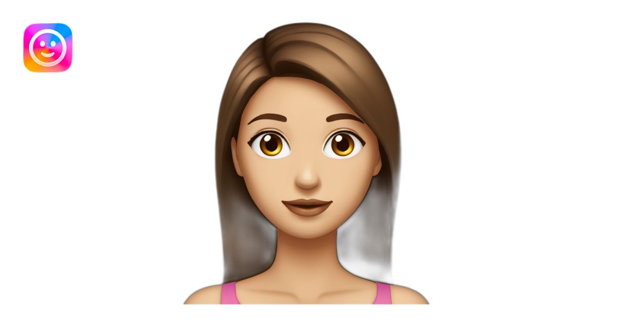 Fille cheveux lisse long brune yeux marron emoji | AI Emoji Generator
