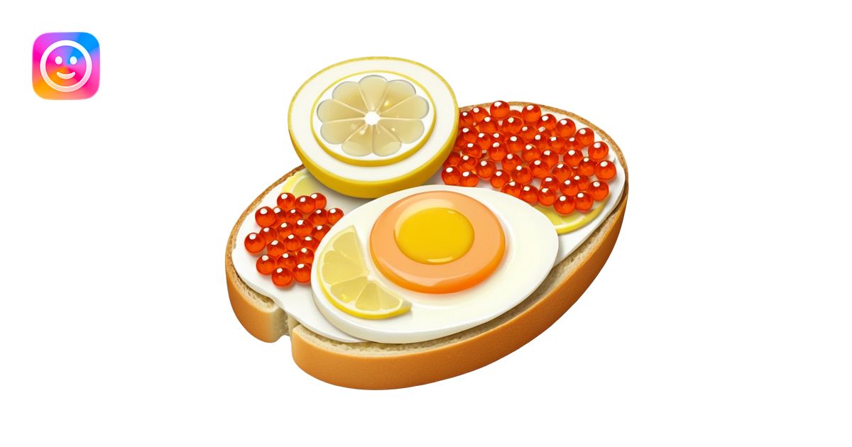 open sandwich with butter, boiled half egg, slice of lemon, red caviar ...