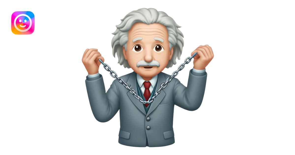 Albert einstein pulling on a chain emoji | AI Emoji Generator