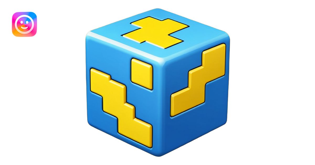 A basic geometry dash cube with default colors with no background emoji ...