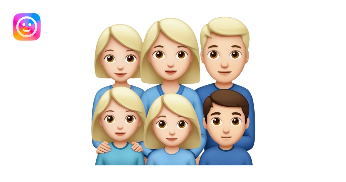 Pale skin family of 6 emoji | AI Emoji Generator