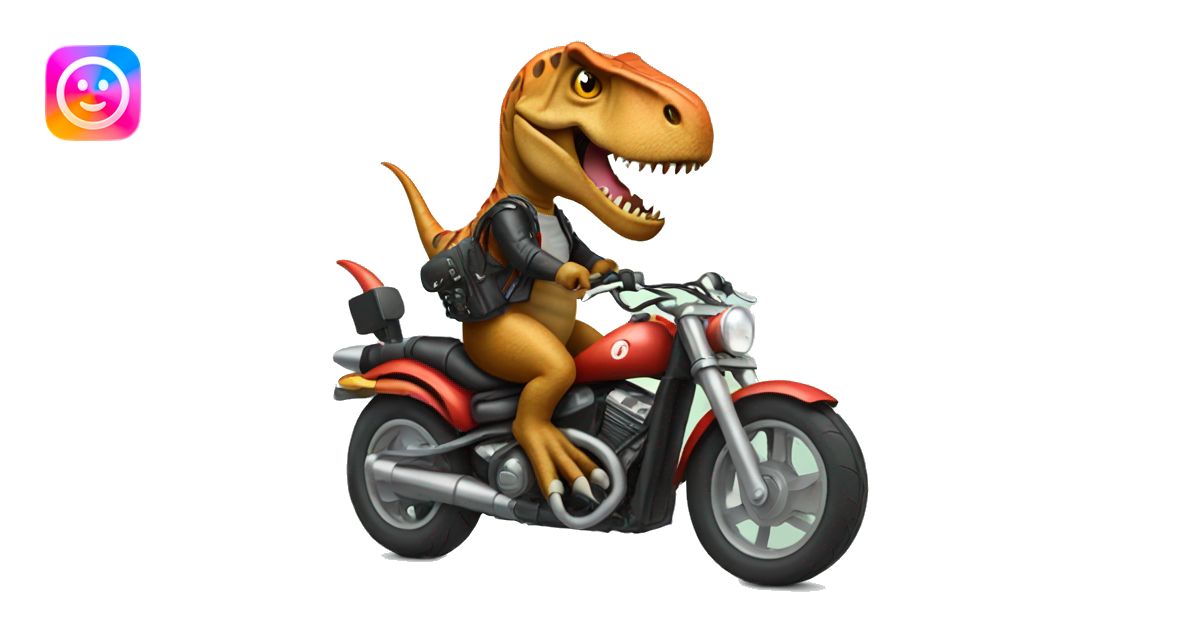 T-Rex riding motorcycle emoji | AI Emoji Generator