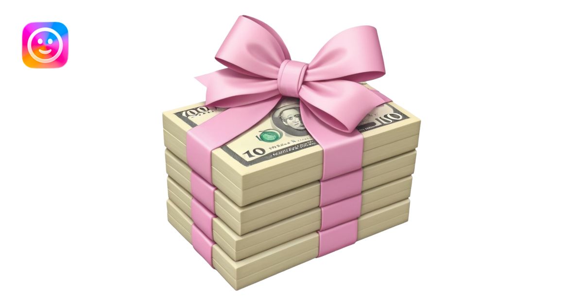 Australian $100 notes stacked together and wrapped in a pink bow emoji ...