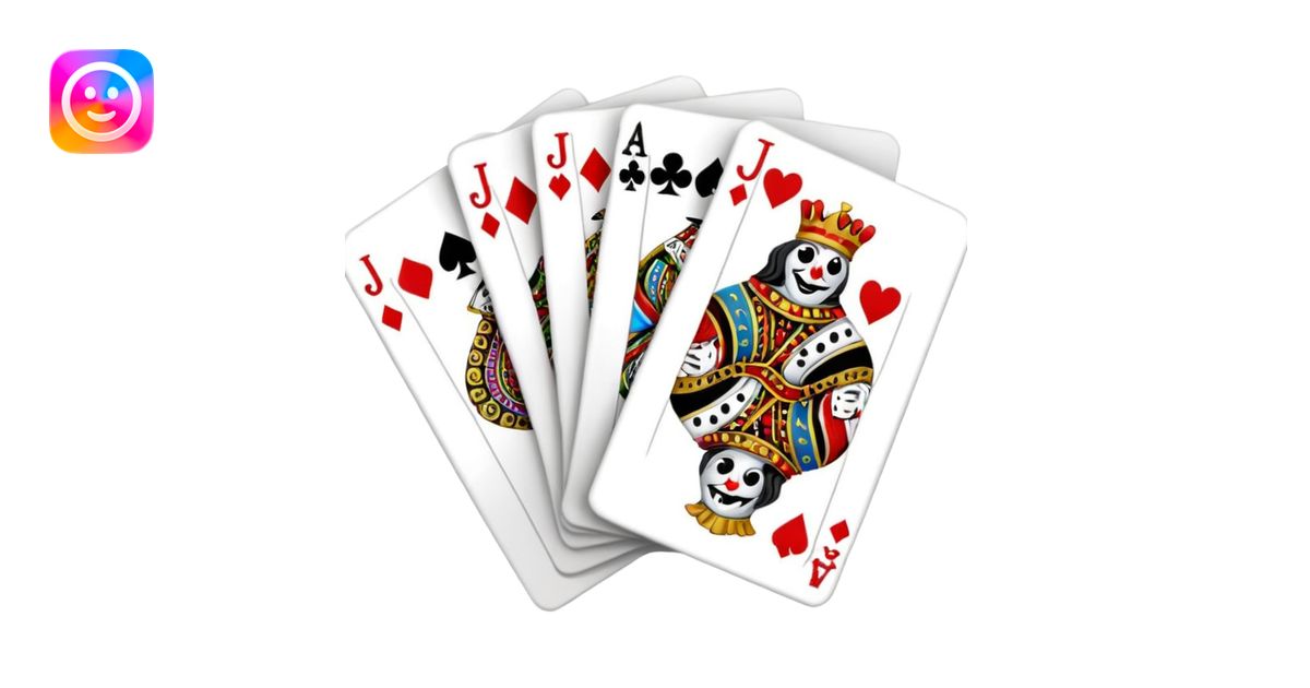 bunch of poker cards, with jolly jokers inside emoji | AI Emoji Generator