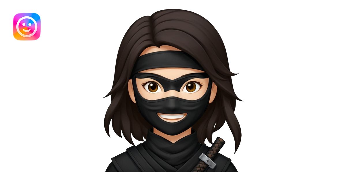 i need girl ninja smile with long dark brown hair emoji | AI Emoji ...