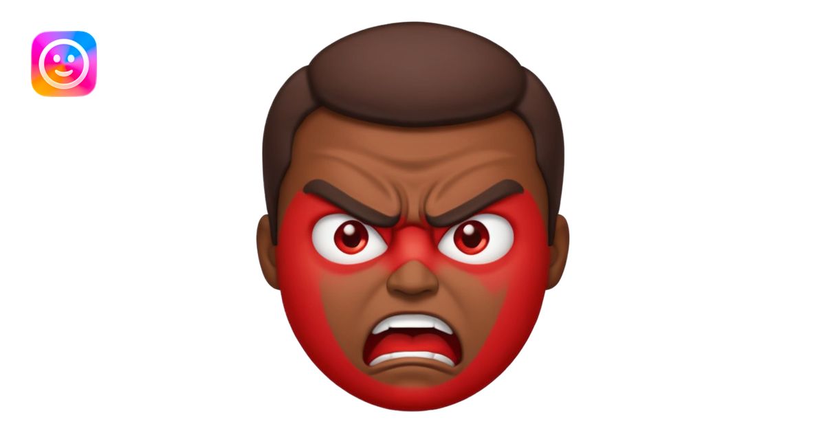 emoji representing anger, red face, furrowed eyebrows, furious ...