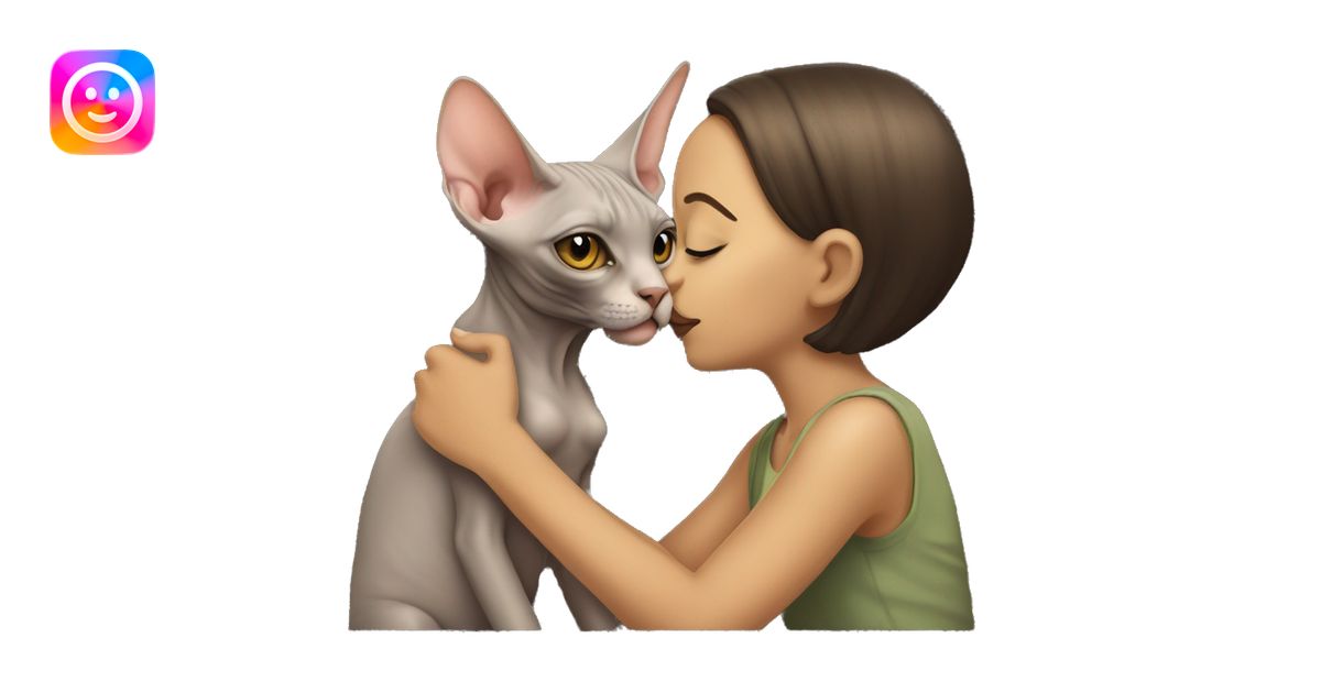 Sphinx cat and girl kissing it emoji | AI Emoji Generator