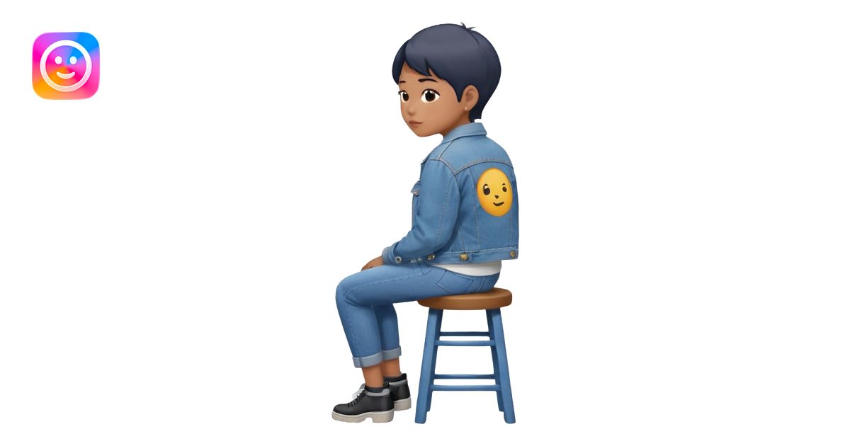 a person sitting on stool back head turn emoji | AI Emoji Generator
