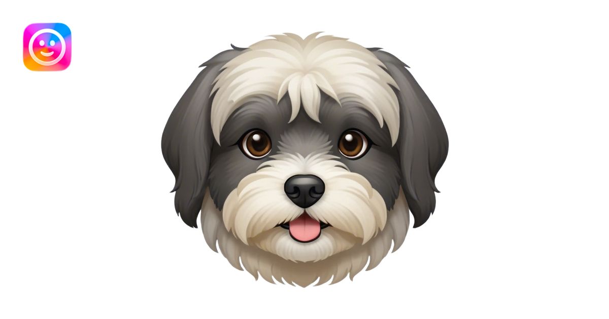 dark gray Havanese dog face BLACK muzzle emoji | AI Emoji Generator