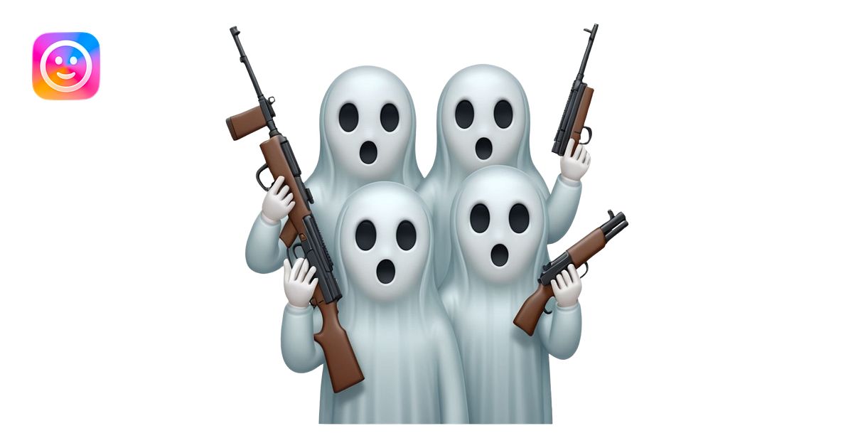 Fantasmas con un fusil y haciendo está señas con la mano 🤙 emoji | AI ...