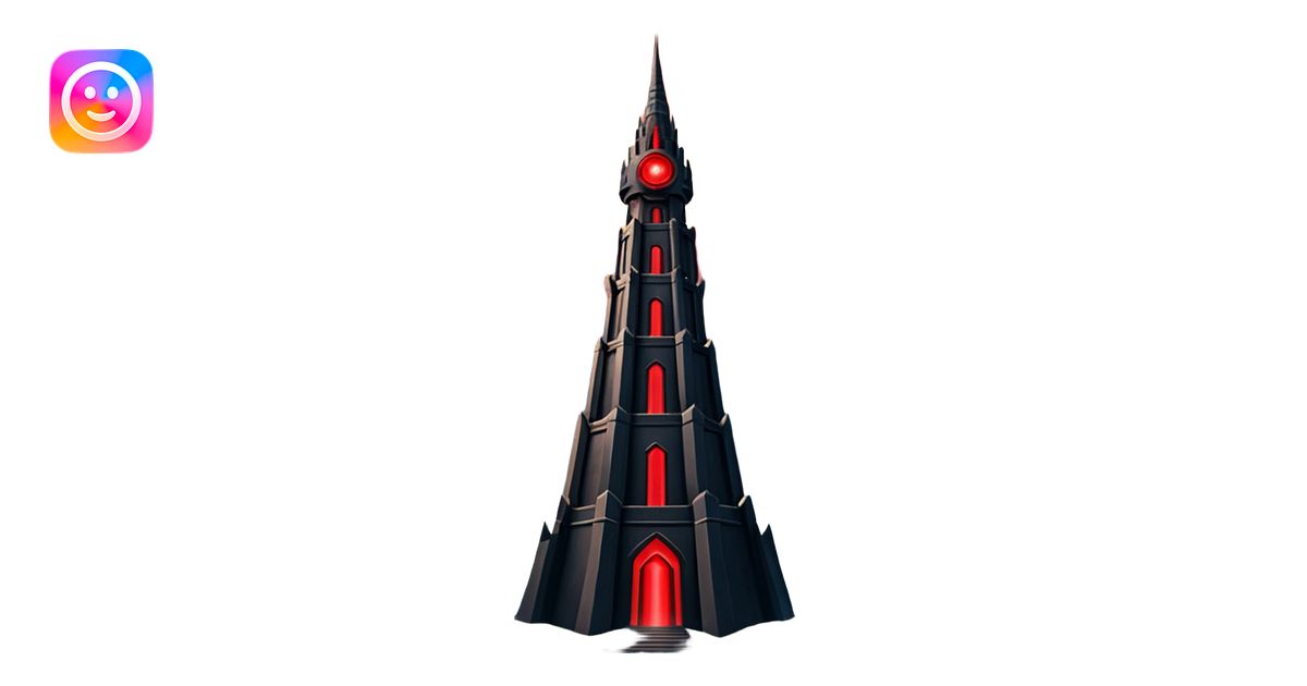 Barad Dúr from Lord of the Rings, Dark, giant Tower, with red laser ...