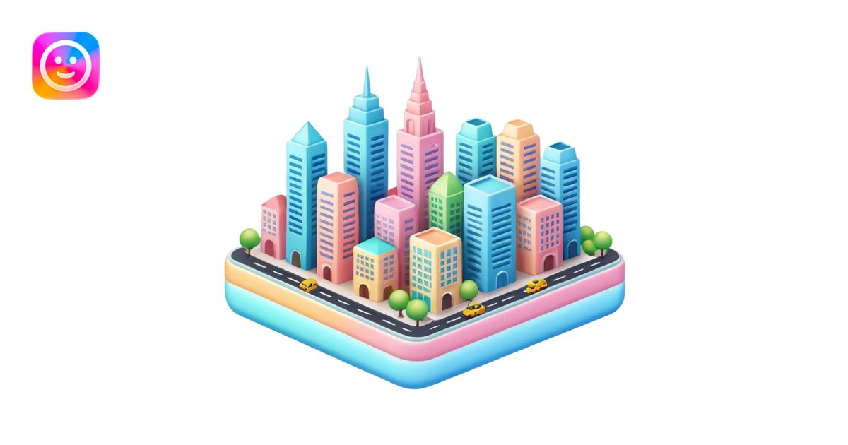 colorful shiny glossy pastel city emoji | AI Emoji Generator