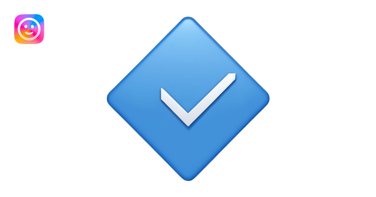 Make Make a symbol with a tilted blue colored square with a tick mark ...