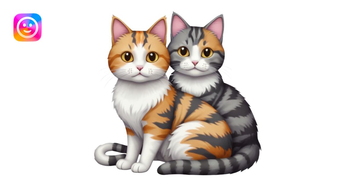 full body colourful light patched calico + white tabby cat cuddling a ...
