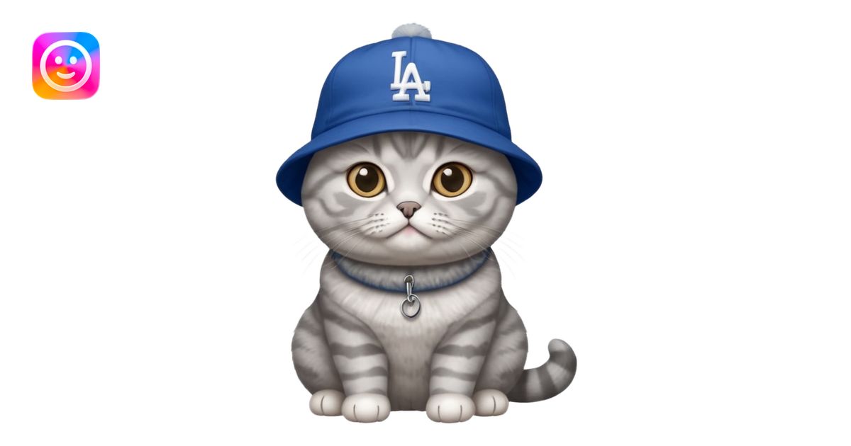 Can you make a gray British short cat wearing a LA dodger hat? emoji ...